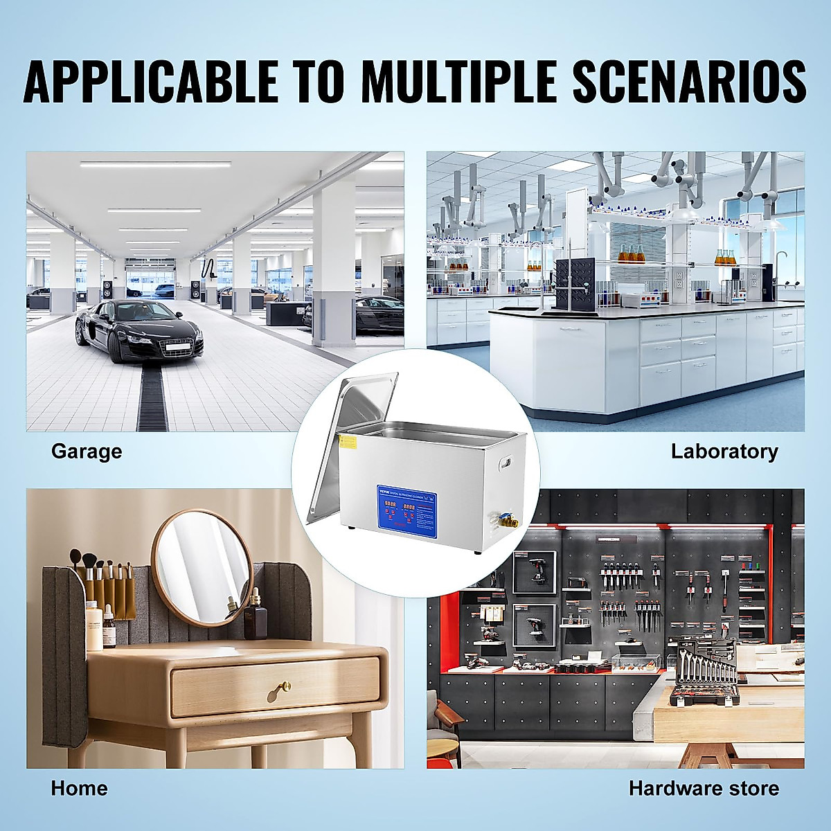 VEVOR 30L Industrial Ultrasonic Cleaner with Digital Timer&Heater 40kHz Professional Large Ultrasonic Cleaner Total 1200W for Wrench Tools Industrial Parts Mental Instrument Apparatus Cleaning