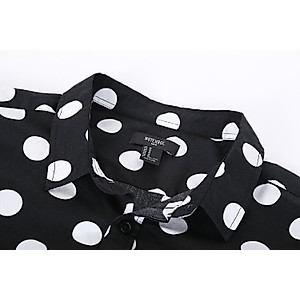 Men's Regular-Fit Short Sleeve Dress Shirt Premium Polka Dot Prints Button Down Casual Cotton Shirts for Men