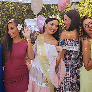 CIEHER Bride To Be Kit: Crystal Crown, Gold Sash for Bridal Shower & Bachelorette Party Decorations - Crystal Material