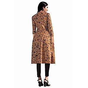 Miraan Women's Cotton Printed Readymade Kurti XX-Large Brown