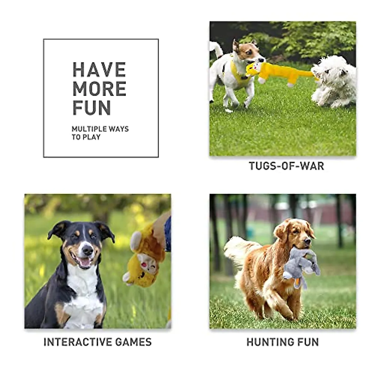 Nocciola 10 PCS Crinkle Dog Squeaky Toys with Double Layer Reinforced Fabric, Durable Plush Dog Toys, No Stuffing Body Dog Toy Set for Small to Large Dogs (10PCS 90 squeakers)