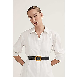 CaySep 2PC Women's Elastic Belt Vintage Dress Belt Elastic Waist Cinch Belt(S-M)