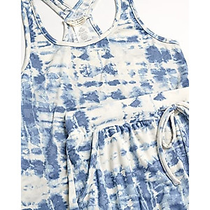 Lucky Brand Women's Pajama Set - 2 Piece Cross Back Tank Top and Sleep Shorts (S-XL), Size Large, Blue Tie Dye