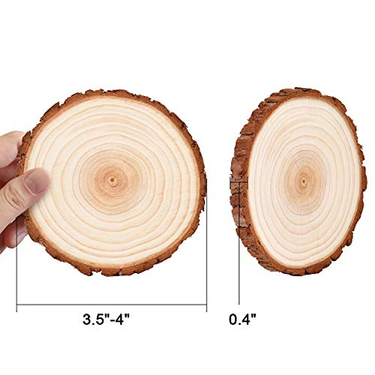 LESUMI Unfinished Natural Wood Slices with Bark - 20 Pcs 3.5-4 inch Wood Craft kit, DIY Kids Arts and Crafts Coasters Christmas Ornaments Rustic Wedding Decorations
