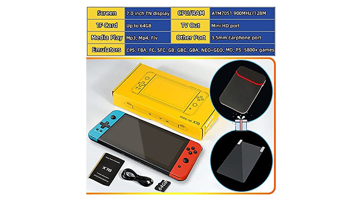 X70 Handheld Game Console - Play 5800+ Retro Games