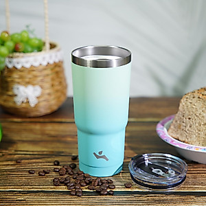 Konokyo 20 oz Tumbler with Handle and 2 Straw 2 Lid, Insulated Water Bottle Stainless Steel Vacuum Cup Reusable Travel Mug,Coral