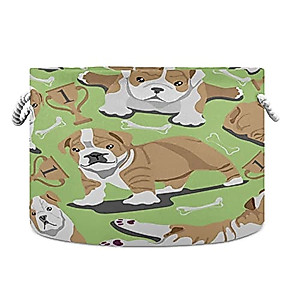 Kigai Cotton Rope Basket Cute Dogs Large Storage Basket for Toys Blanket Baby Laundry Basket for Nursery, Closet, Bedroom, Home Organization