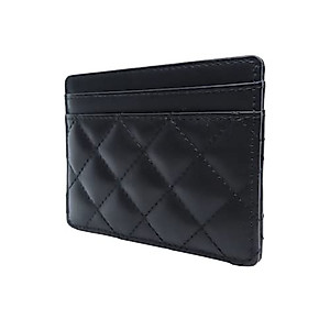 Slim Quilted Leather Card Holder Wallet with RFID Blocking