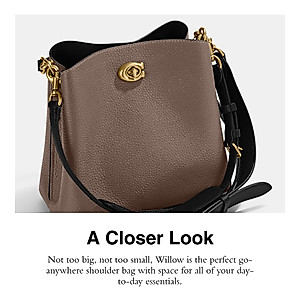 COACH Colorblock Leather Willow Bucket, Dark Stone, One Size