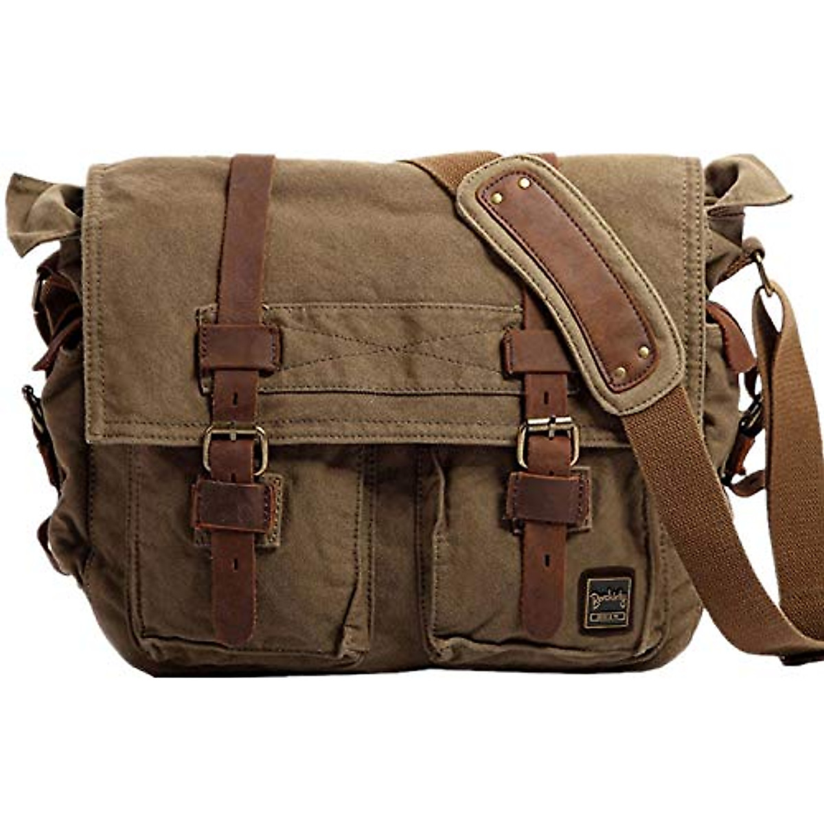 Berchirly 13.3Inch Laptop Bag Vintage Military Man Canvas Messenger Bags For Women Men