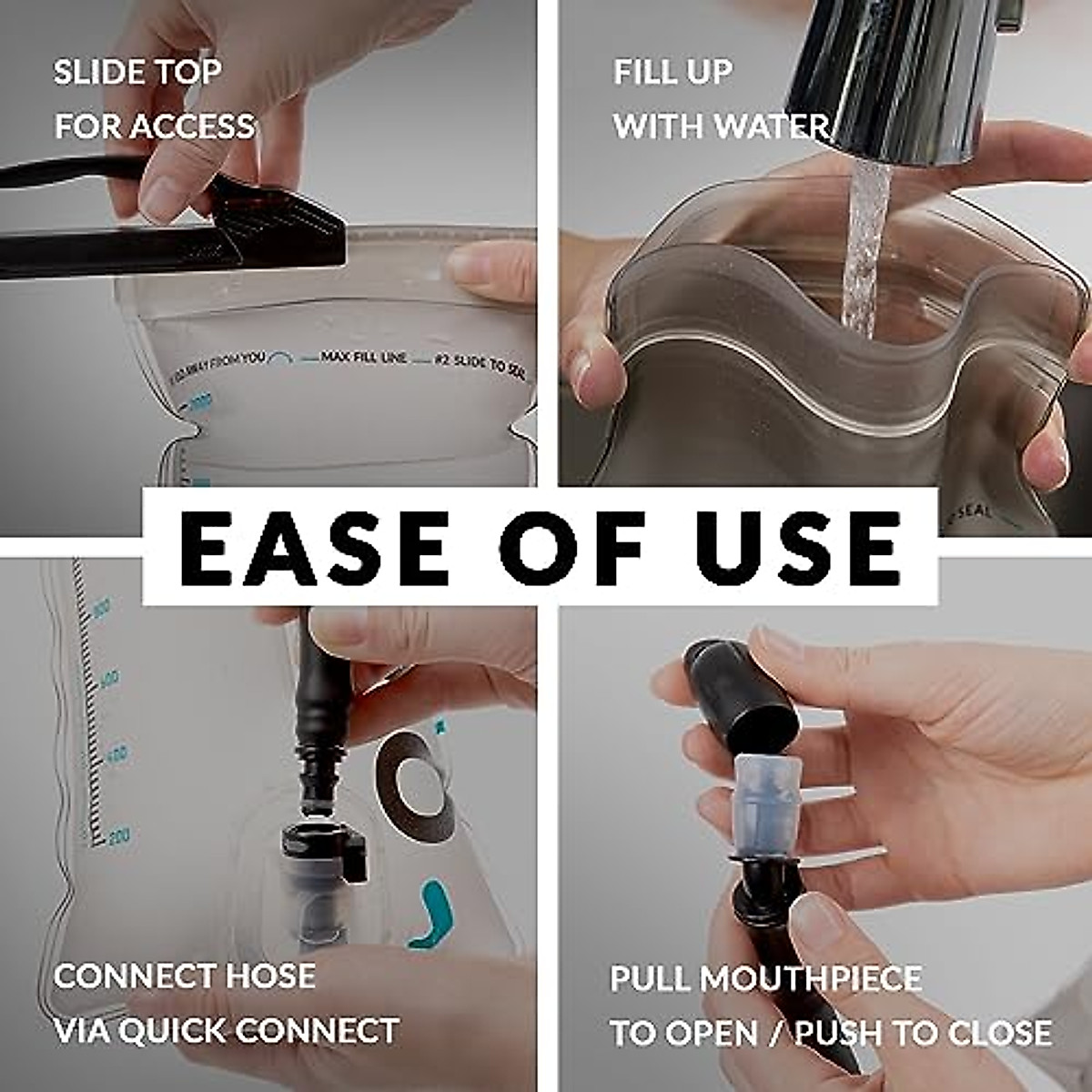 Water Buffalo Hydration Bladder - Water Bladder for Hiking Backpack - Leak Proof 2L Hydration Bladder - Water Reservoir Insulated Hose & High Flow Bite Valve - Oasis 2 Liter Hydration Bladder