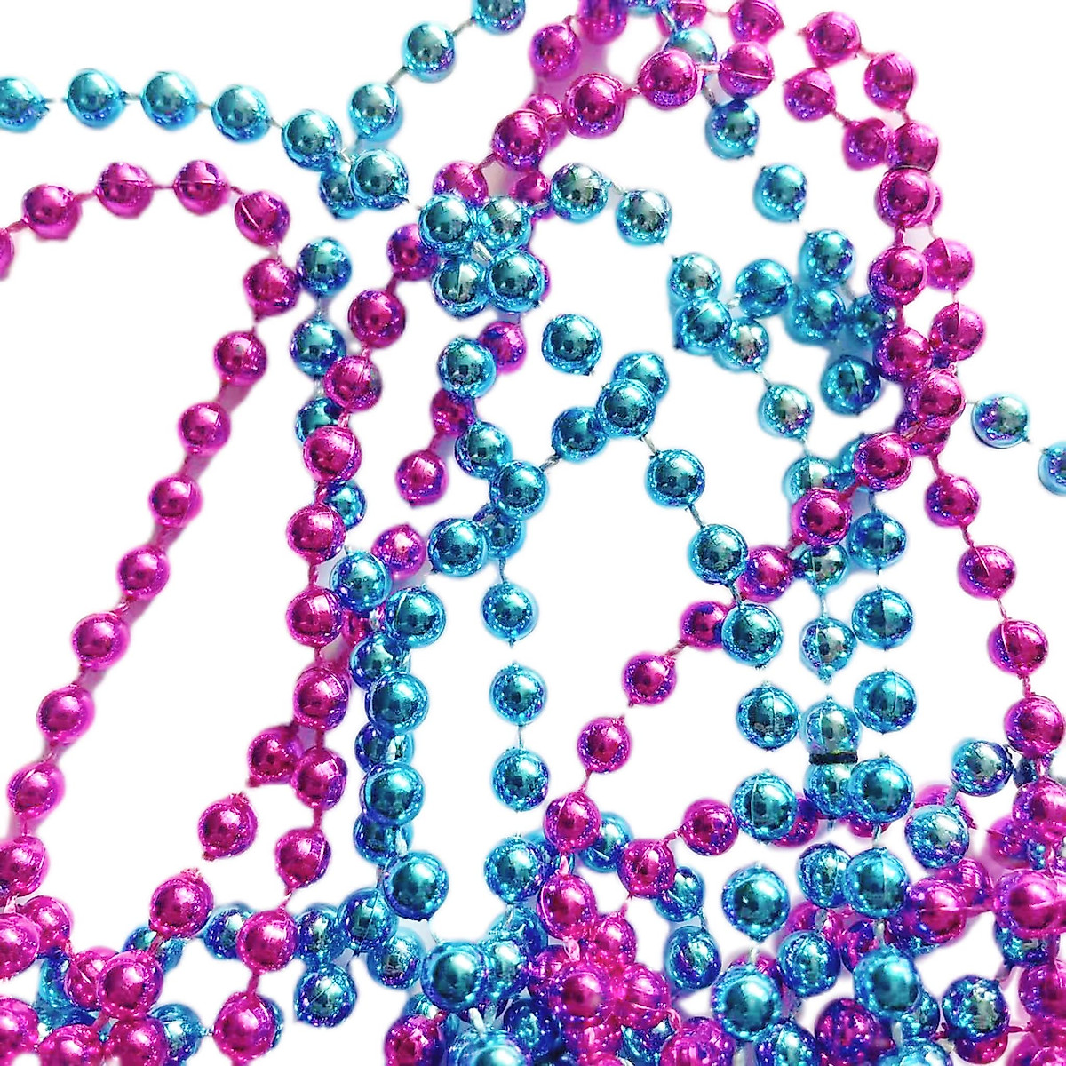 POHU Baby Gender Reveal Beads Supplies 6mm Round 33 Inch Baby Blue Hot Pink for Baby Shower Announcement Party Set of 50