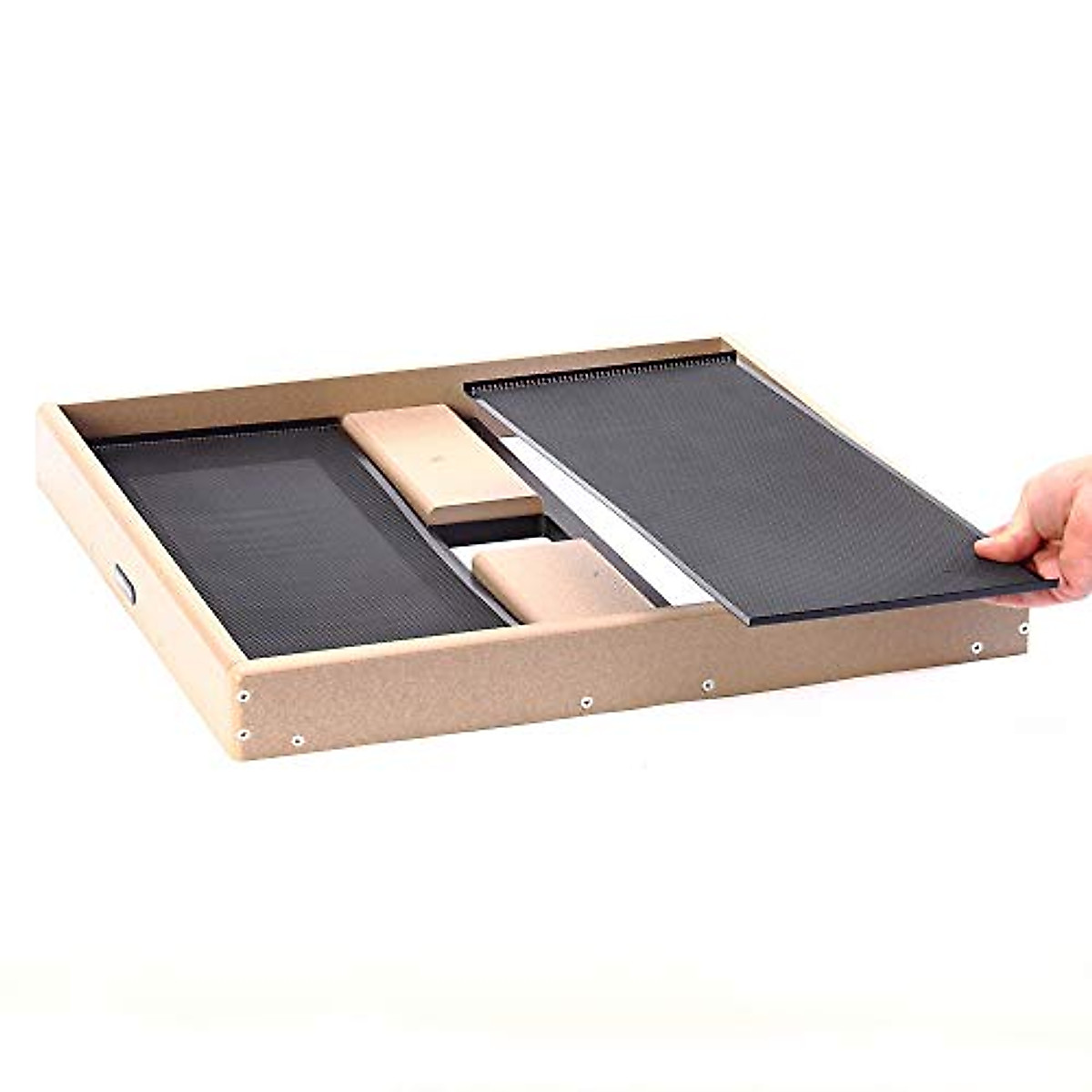 Birds Choice SN4X4SC 4x4 Post-Mount Seed Catcher Platform, Recycled Pole Topper w/ Two Removable Seed Trays, Taupe