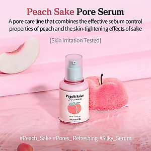 SKINFOOD Peach Sake Pore Serum - Pore Minimizer & Sebum Control - Skin Smoothing Facial Serum for Oily Skin - Pore Refining Serum & Pore Tightening - Acne Reducer & Minimizing Serum - 55ml (1.85 oz)