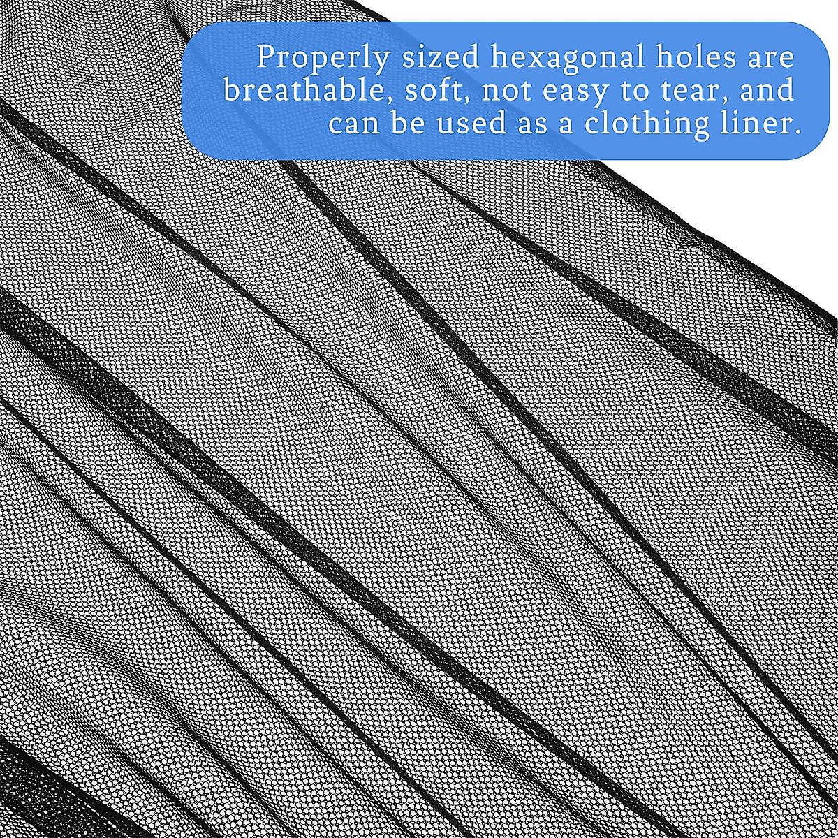 62 x 59-inch Slightly Stretchy Soft Mesh Black Mesh Fabric Netting Mesh Fabric Netting for Backpack Pocket and Straps, Netting Bag Shopping Bag, Netting Clothes and Sewing Projects