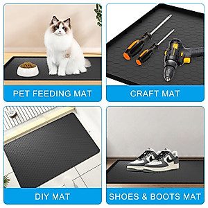 Under Sink Mats for Kitchen Waterproof - 34" x 22" Extra Thick Silicone Mat Bottom of Kitchen Sink Mat with Drain Hole, Cabinet Protection Kit with Under Kitchen Sink Mats & Shelf Liner for Drawers