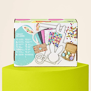 Highlights for Children Easter Craft Kit for Kids, 3 Easter Crafts in 1, Create an Easter Basket, Bunny Ears Headband, and Chalk Art Easter Decorations, Ages 6+