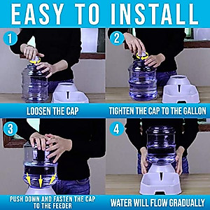 Automatic Dog Water Bowl with Wide Bowl for Dogs Cats Small Pets Under 30 lbs, 1 Gallon 3.8 Liter Capacity Replendish Gravity Waterer with Safety Twist Lock Opening, Dog Food Recipe eBook Included