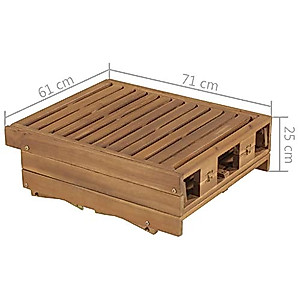 EstaHome Folding Sun Lounger | Foldable Chaise Lounge | Adjustable Outside Patio Sunlounger | Outdoor Wooden Garden Lounge Chair | Weather Resistant Brown Solid Acacia Wood 78.7" x 24" x 11.8"-33.9"