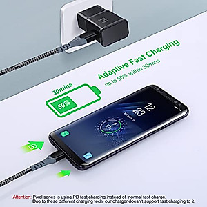 Adaptive Fast Charging Wall Charger with USB C Cable 10ft, Excgood USB Fast Charger Type C Charger Compatible for Samsung Galaxy S23 Ultra A13 A03s A53 A23 S22 S21 S20 S10 S9 Android Phone-2Pack,Black