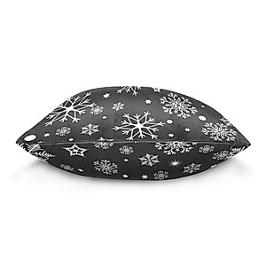 YETTASBIN Black Snowflake Throw Pillow Cover 20 x 20 Inch, Soft Square Cushion Case for Home Couch Sofa Bedroom Car Farmhouse Decor