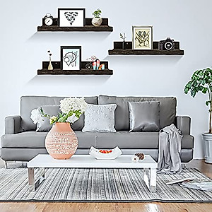 24 in Wood Floating Shelves Wall Mounted Set of 3 Wall Photoes Hangers Picture Ledge Wall Décor Sunglasses Organizer Shelves Storage Makeup Holder for Wall Art Display Kids Office Home Rustic Black