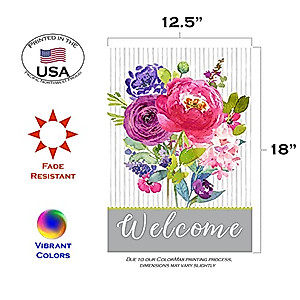 Toland Home Garden 1112531 Painted Petals Welcome Spring Garden Flag 12x18 Inch Double Sided for Outdoor Flower House Yard Decoration