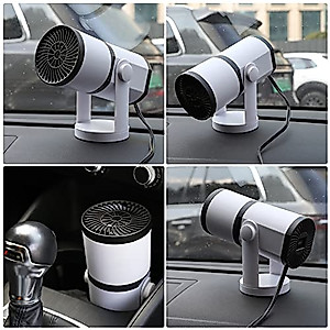 TTSITG Portable Car Heater Defroster, 12V 150W Car Defroster Defogger with 360 Degree Rotary Base 2 in 1 Plug in Cigarette Lighter Car Heater and Cooling Fan for Automobile Windscreen Winter (12V)