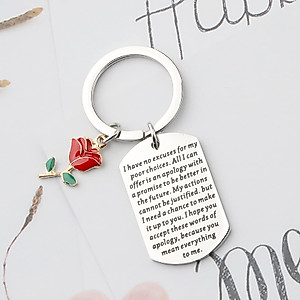 UJIMS Sorry Gifts Funny Apologizing Keychain Idea I Hope You Accept These Words Of Apology for Him Her Forgive Me Gift (Forgive Me Keychain)