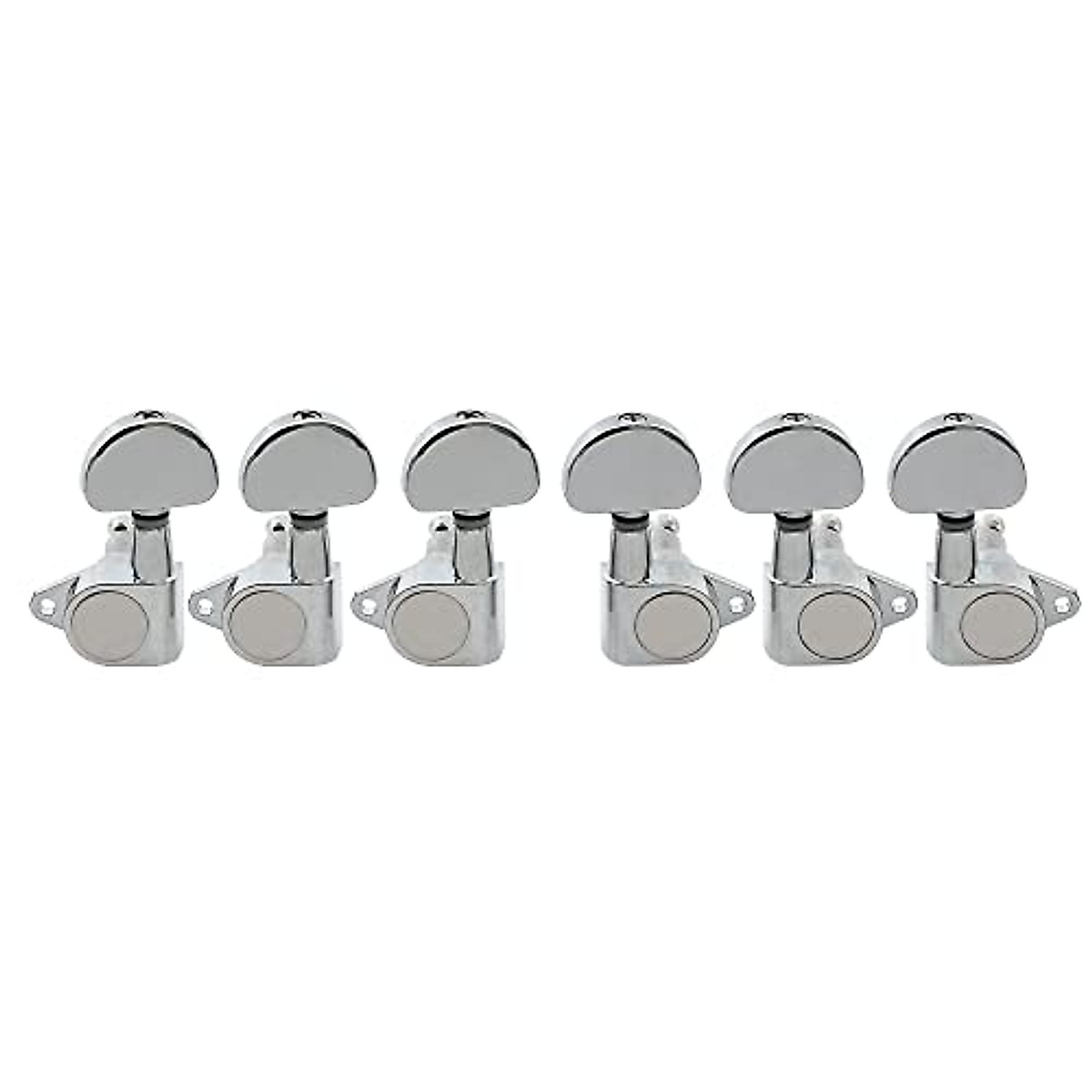 Musiclily 3+3 Epi Style Guitar Machine Head Sealed Tuners Tuning Pegs Set for Les Paul Style Electric Guitar or Acoustic Guitar Half Moon Button Chrome