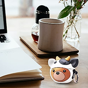 Cute Cases Made of Silicone for AirPods Pro Case | Cute AirPod Pro Case | Silicone Airpods Pro Cover with Keychain | Cute Earbud Case Apple Airpod Pro for Kids Teens Girls Boys (Bear in Cow Hat)