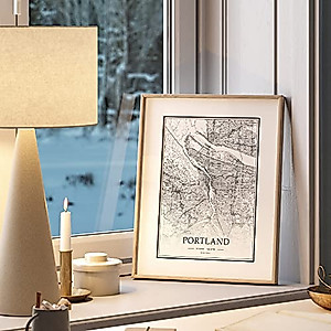 Dear Mapper Portland United States View Abstract Road Modern Map Art Minimalist Painting Black and White Canvas Line Art Print Poster Art Line Paintings Home Decor (Set of 3 Unframed) (16x24inch)