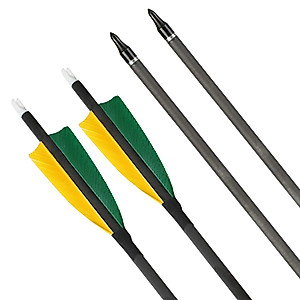 TOPARCHERY 6pcs Archery Arrows, 31 Inch Carbon Arrows with 4" Natural Feather, Carbon Arrows 400 Spine, Arrows Target Hunting Arrows for Longbow, Recureve Bow and Traditional Bow
