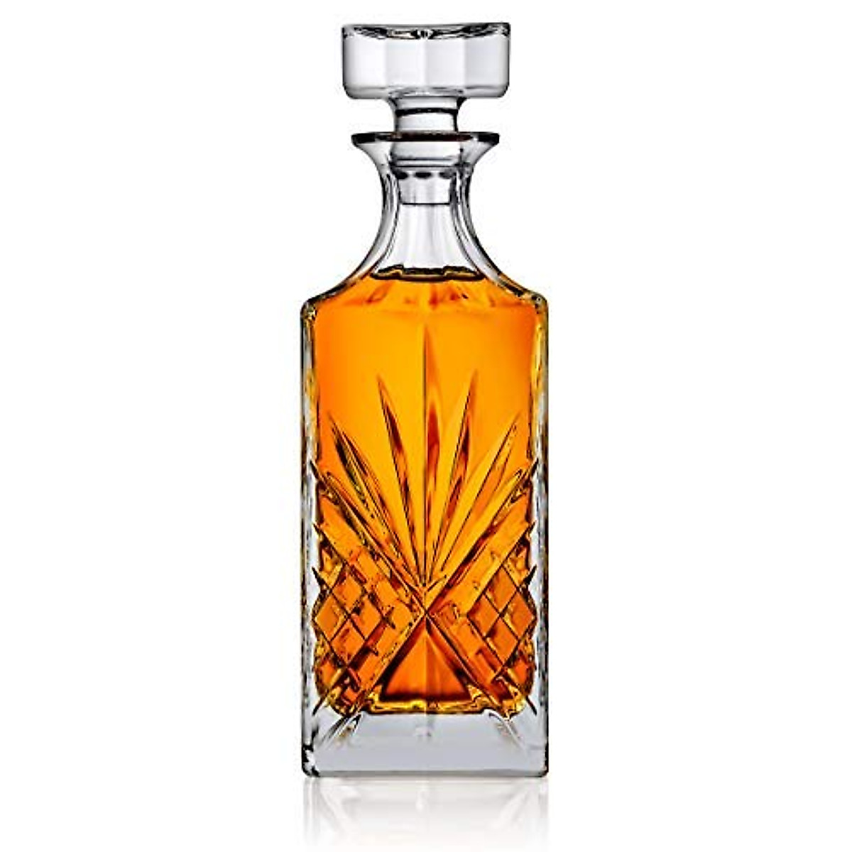 James Scott Crystal Decanter for Whiskey, Liquor and Bourbon - 25 Oz. | Irish Cut design | Gift Box
