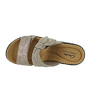 Clarks Merliah Charm Heeled Sandal, Taupe Metallic Synthetic, 8.5 Medium