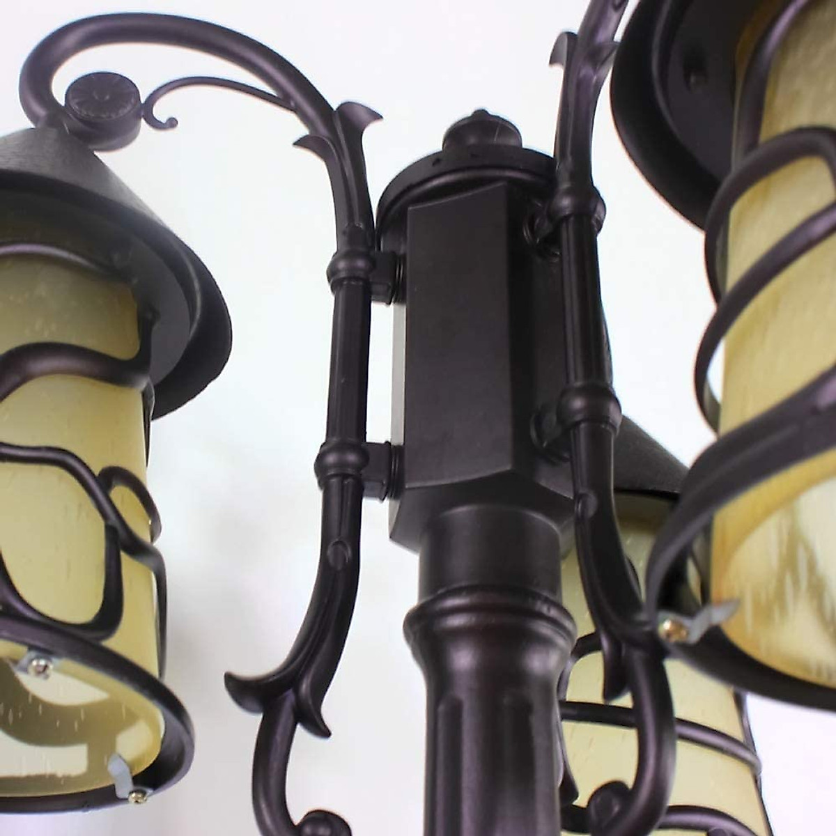 MODEBHD 200cm 3-Heads Continental Glass Column Lamp Modern Simple Waterproof Lawn Lantern Garden Street Lights Post Pillar Fence Garden Lamp Bollard Lamp Outdoor Table Desk Lamp Floor Lamp