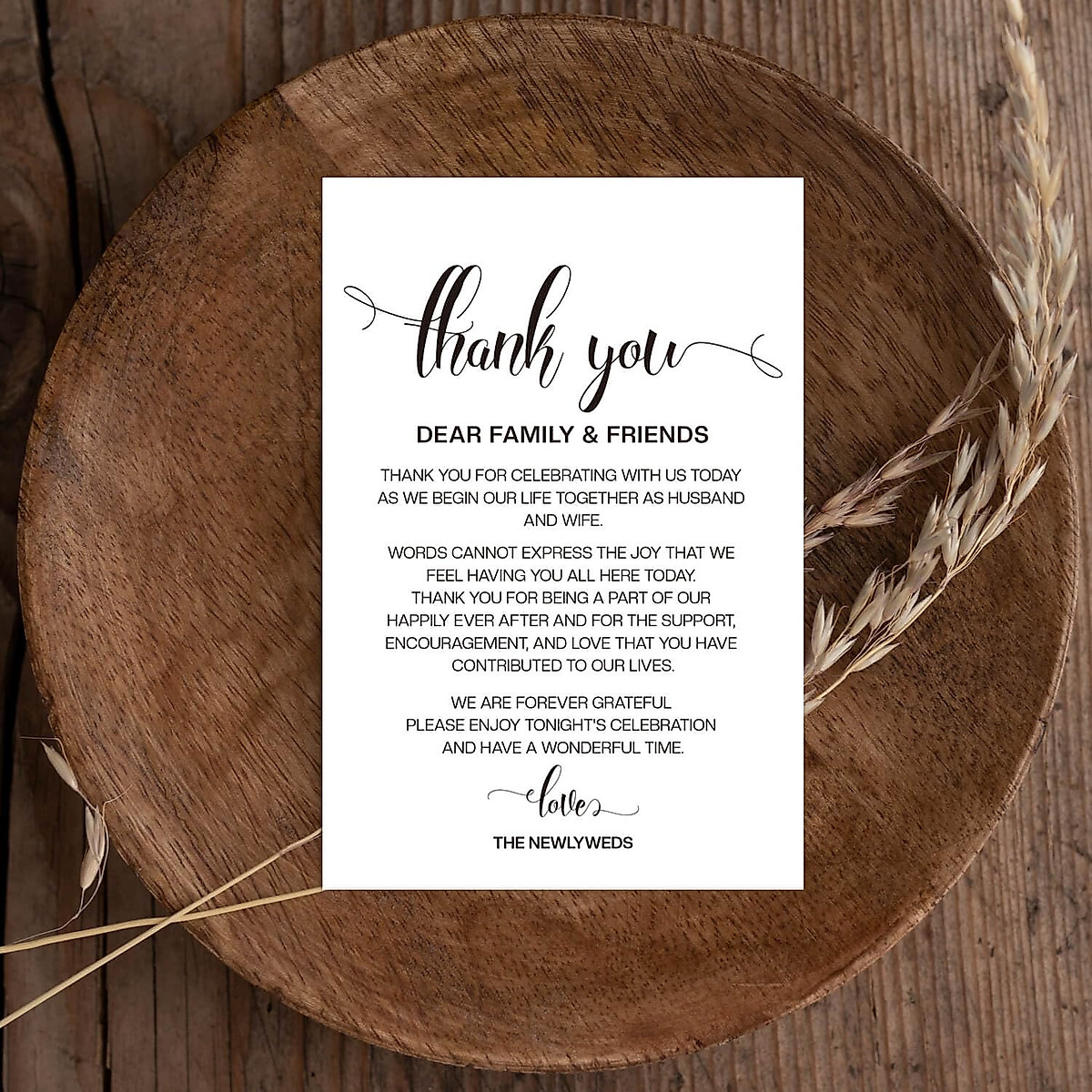 50 Wedding Reception Thank You Cards, Thank You Placecards for Weddings, Receptions, Rehearsals, Dinner Parties, Events, and Celebrations, Menu Place Setting Card Notes - Placement Thank You Notes.