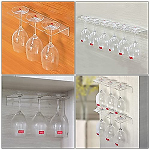 Cabilock 3 pcs Storage Transparent Wall-mounted Thickened Glasses Kitchen Wall Mounting Hanging Slot Rack Stemware Acrylic Cabinet Wine Hanger Cup Clear Barware Mounted for Bar Glass Under