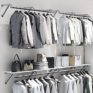 Creative Clothes Rack Boutique Store Storage Shelf, Wall-Mounted Clothing Display Shelves Clothes Rod, Dress Hanger Industrial Pipe Clothes Bar, Laundry Clothes Hanging Organizer Towel Rack
