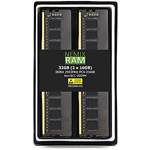 NEMIX RAM 32GB (2X16GB) DDR4 2933MHZ PC4-23400 2Rx8 1.2V CL21 288-PIN Non-ECC UDIMM Unbuffered Desktop Memory KIT