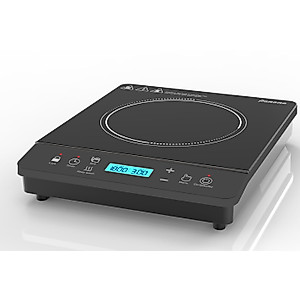 Panana Portable Induction Cooktop, 1800 Watts Induction Burner with LCD Sensor Touch, Induction Hot Plate with Safety Shutoff Function for Cooking, Single (BLUE LCD Dispaly - Silver)