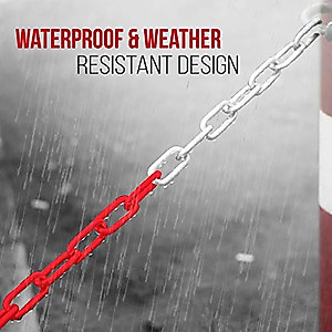 Pyle Safety Chain Barrier Plastic Links - 82' Ft Caution Security Chain Link Barriers Crowd Control, Door Driveway Garage Kids Safety Blocker, Multi color (6mm)