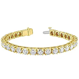 Beyond Brilliance 4.00 Carat Diamond, Tennis Bracelet (J-K, I2-I3) 14K Yellow Gold 4 Prong Set Round Cut Diamond Bracelet Natural Diamond Jewelry for Women| Gift Box Included