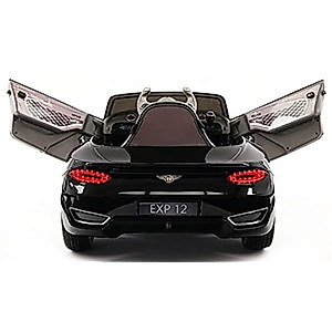 Rock Wheels Licensed Bentley EXP12 Kids Ride on Toy Car, 12V Battery Powered Children Electric 4 Wheels w/Parent Remote Control, Foot Pedal, 2 Speeds, Music, Aux, LED Headlights (Black)