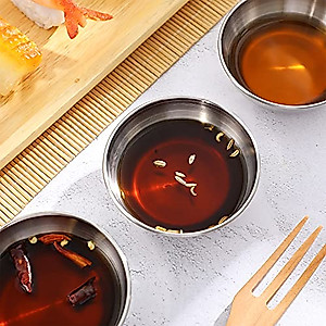 UPKOCH 8pcs Stainless Steel Sauce Dishes Dipping Bowls Round Seasoning Dish Saucer Appetizer Plates for Restaurant Home (Silver)