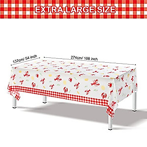 Crawfish Party Tablecloths Lobster Birthday Table Covers Red Lobster Crab Party Party Supplies for Seafood Festivals Birthday Party Decorations, 108 x 54 Inch