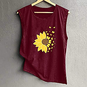 Spring Summer Tops for Women 2023, Ladies Dressy Casual Print T-Shirt Short Sleeve Tops Fashion Summer 2023 Tee Red