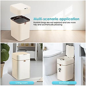 SMALLSHS 5 Gallon Automatic Trash Can, Touchless Motion Sensor Plastic Garbage Can with Lid, Self Sealing Auto Rubbish Can, Electric Garbage Cans for Kitchen, Bathroom, Bedroom, Office, Living Room