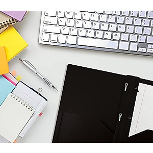 Better Office Products Black Plastic 2 Pocket Folders with Prongs, Heavyweight, Letter Size Poly Folders, 24 Pack, with 3 Metal Prongs Fastener Clips, Black