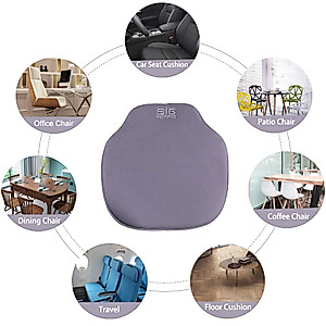 Big Hippo Memory Foam Chair Pads for Dining Chairs Non-Skid Backing Kitchen Dining Chair Cushion Seat Cushion with Ties,Thick Comfortable Seat Cushion Pad,16"x15"(1 Pack, Gray)